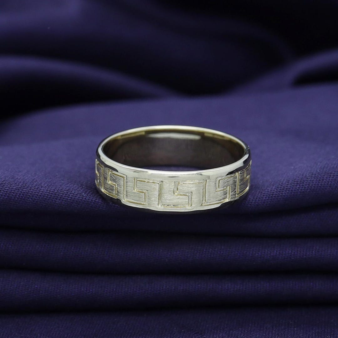 Greek Key Band Ring, 14k Gold Over Sterling Silver, 6mm - Etsy