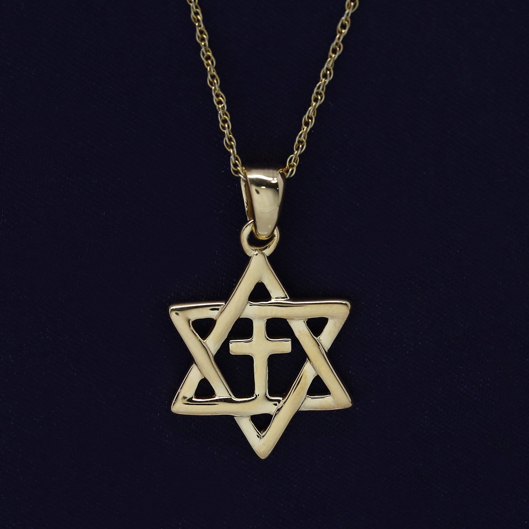 Star of David With Cross Pendant Necklace in 10K or 14K Solid Gold and ...