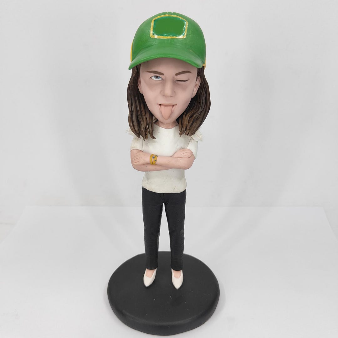Handmade Cartoon Style Bobblehead Statue - Funny Crossed Arms Pose ...