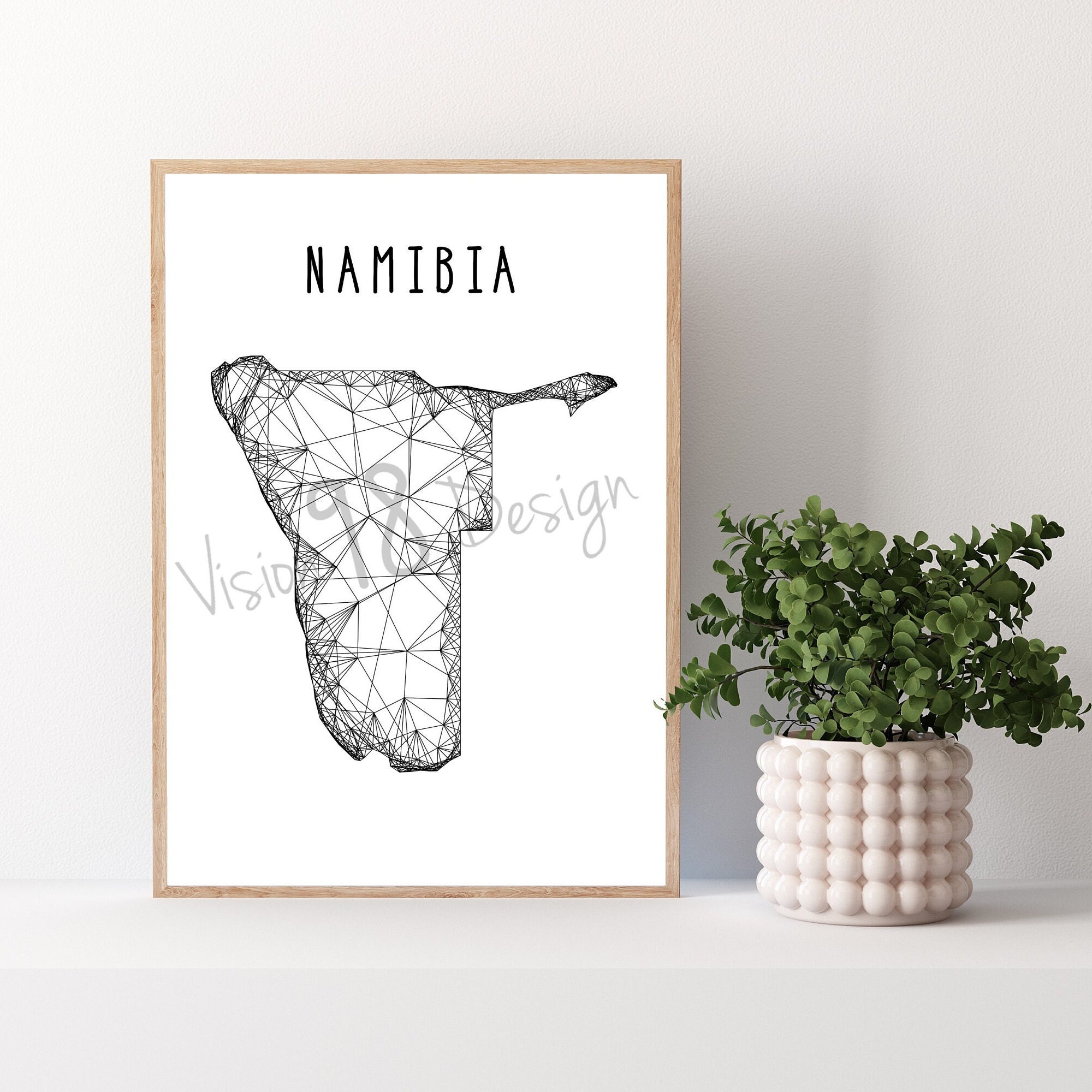 Map Namibia Print, Map, Poster, Africa, Windhoek, Wall, Decoration ...