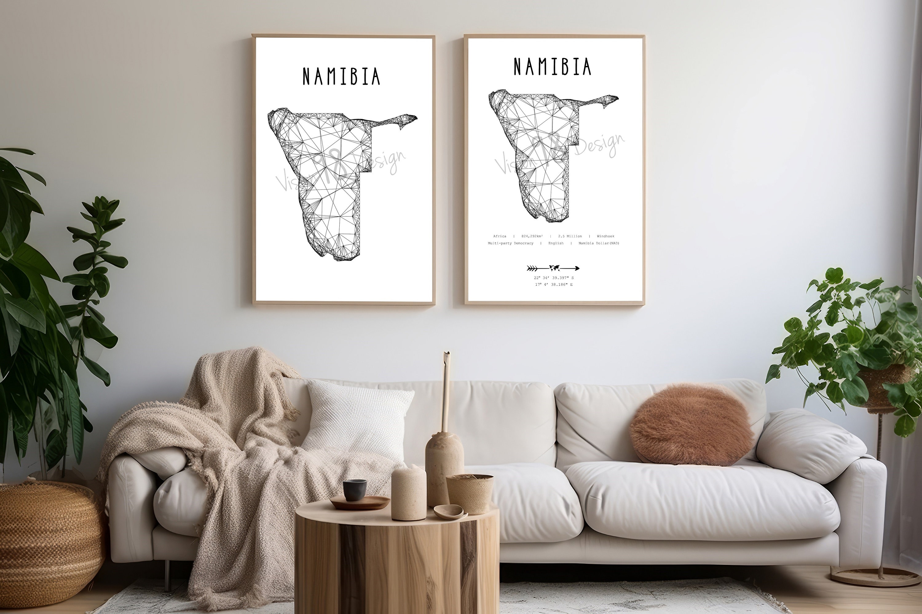Map Namibia Print, Map, Poster, Africa, Windhoek, Wall, Decoration ...