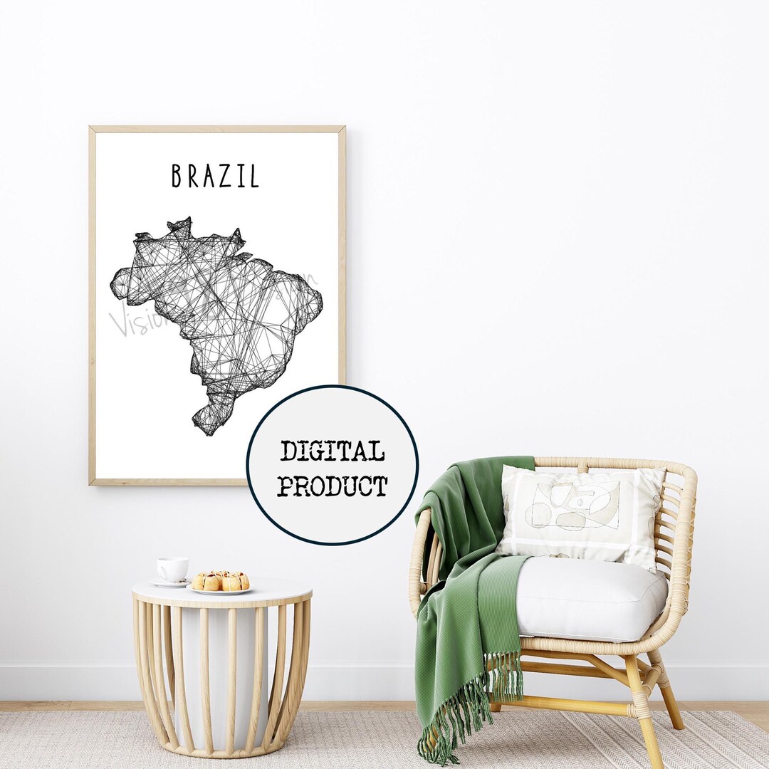 Map Brazil Print, Map, Poster, South America, Brasilia, Wall ...