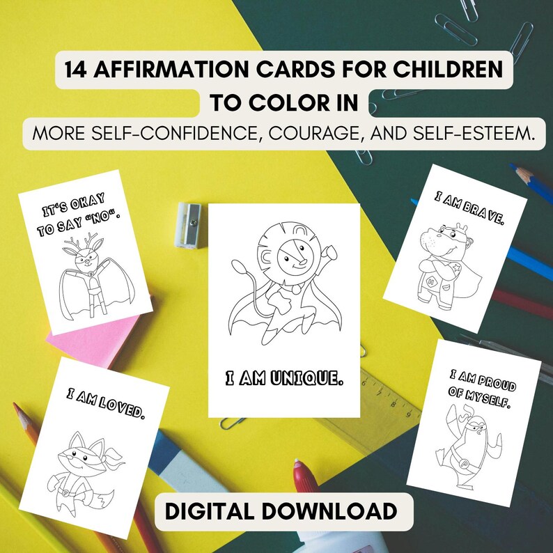 10 Printable Affirmation Cards for Kids to Color – Mindfulness ...