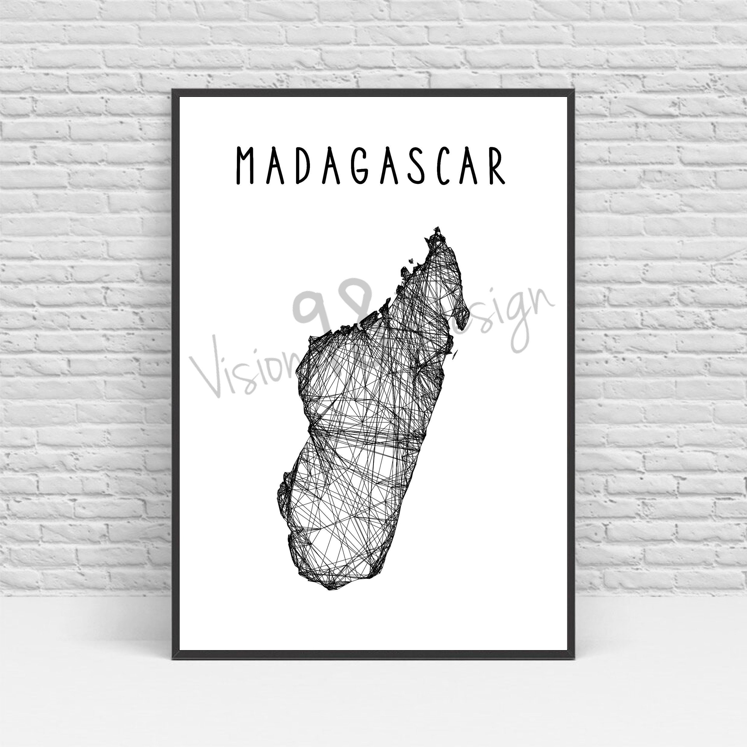 Map Madagascar Print Map Poster Africa Antananarivo Wall - Etsy