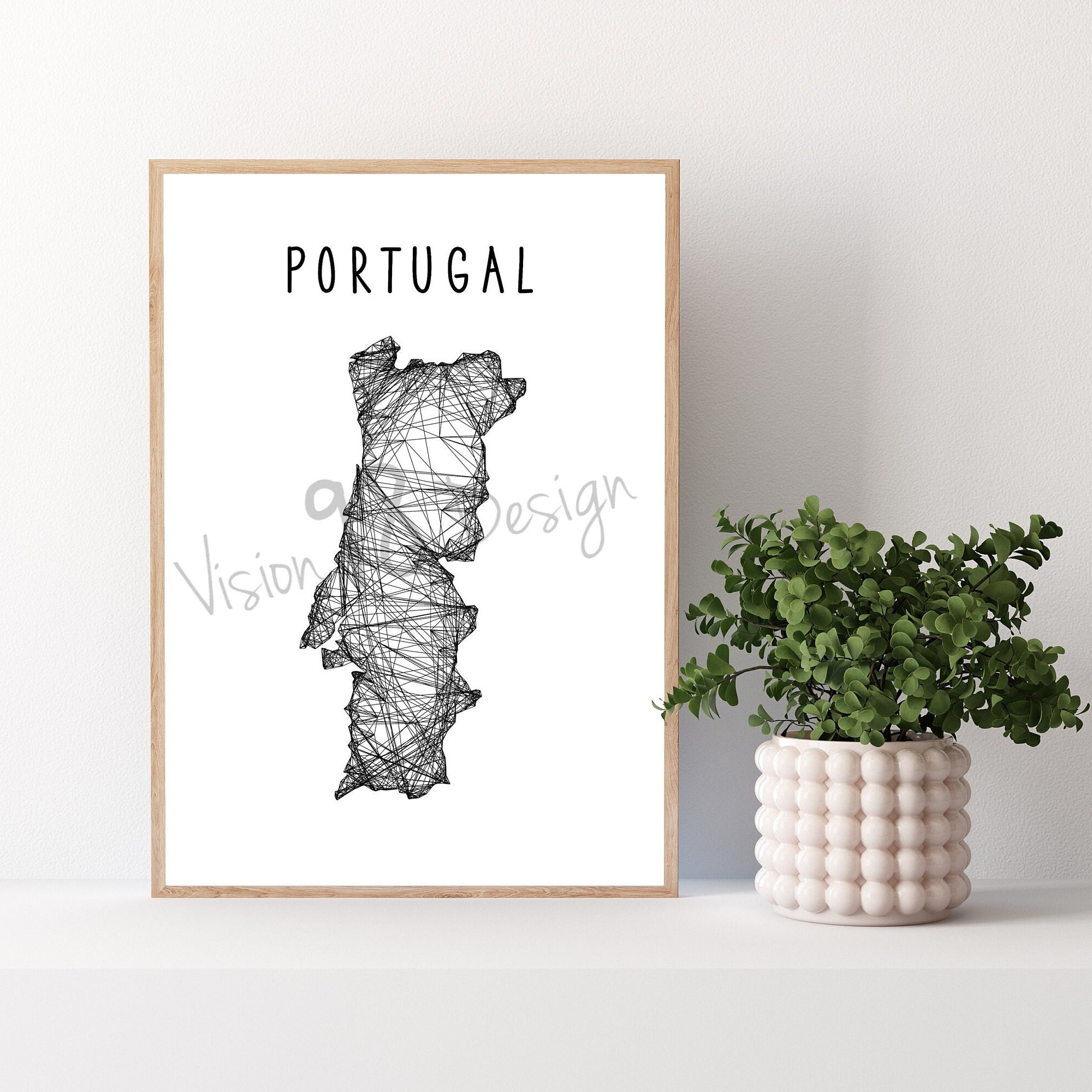 Map Portugal Print, Map, Poster, Europe, Lisbon, Wall, Decoration ...