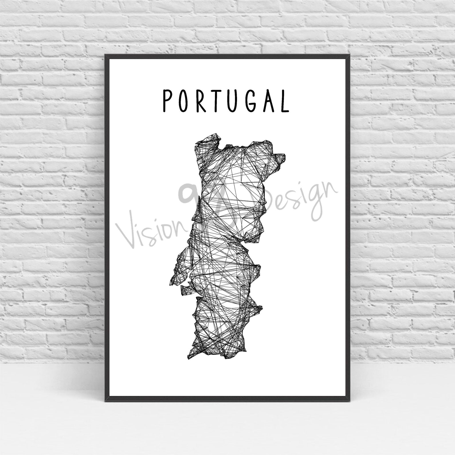 Map Portugal Print, Map, Poster, Europe, Lisbon, Wall, Decoration ...
