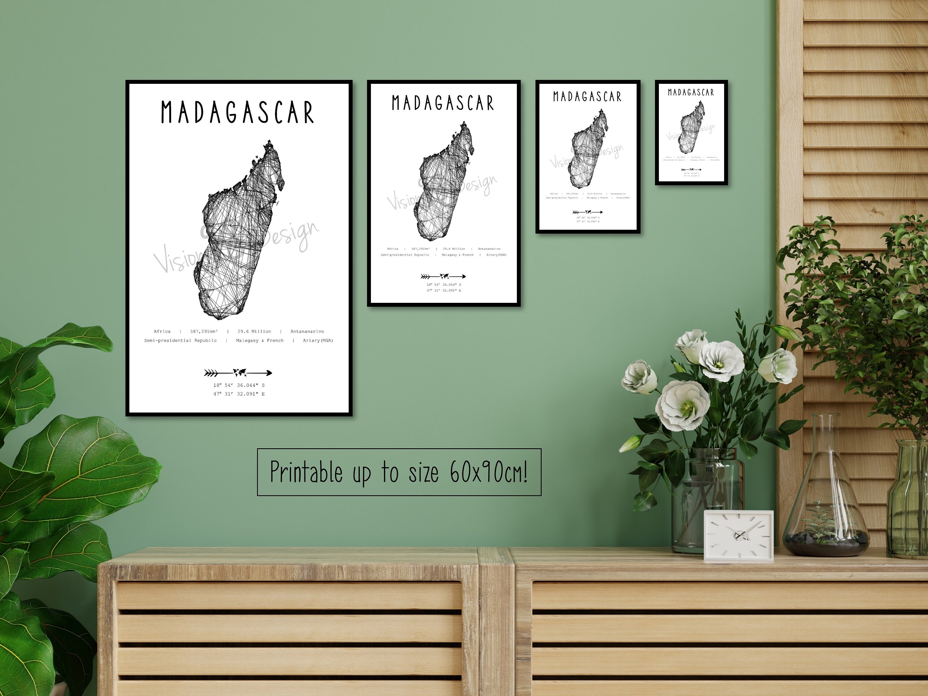 Map Madagascar Print Map Poster Africa Antananarivo Wall - Etsy