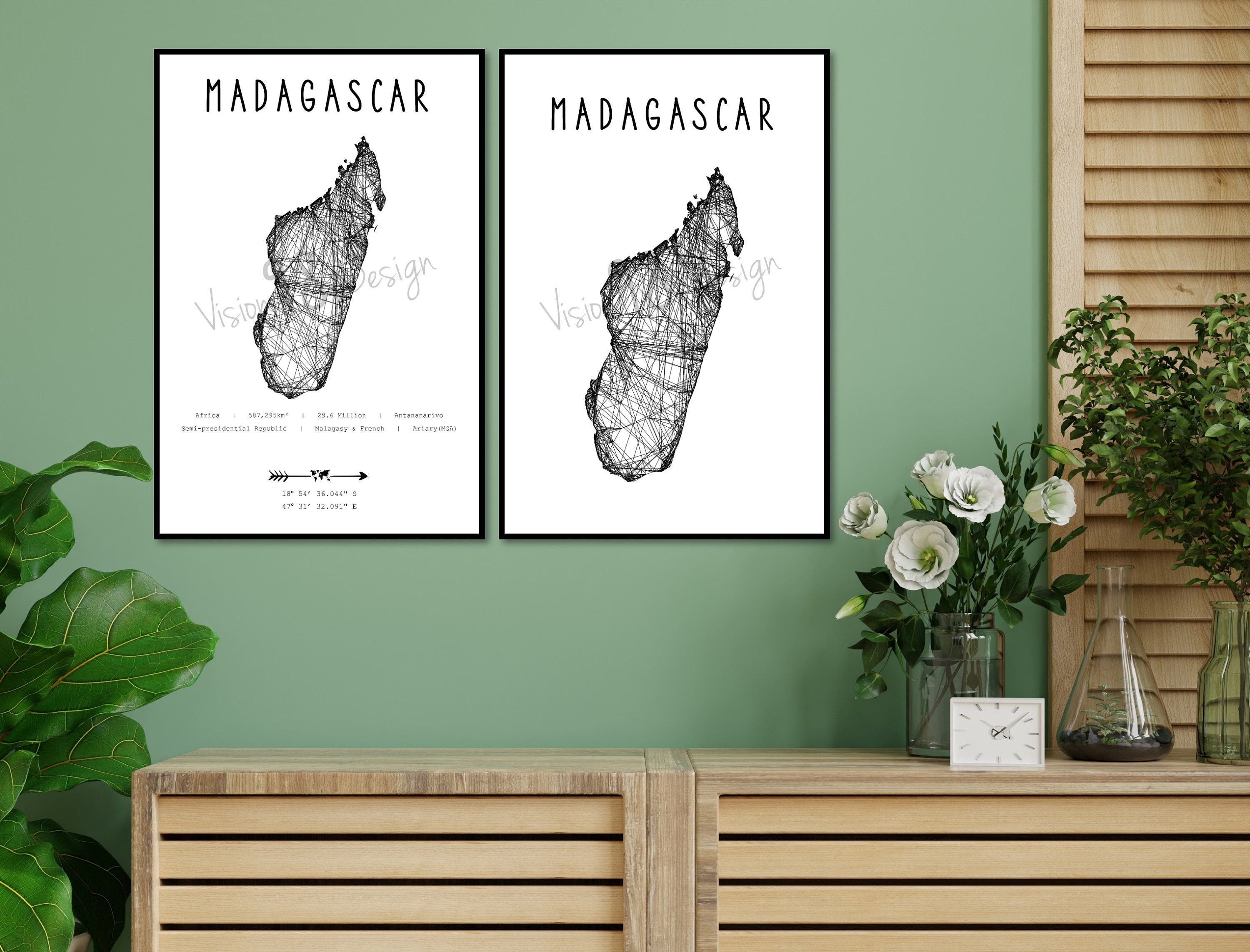Map Madagascar Print Map Poster Africa Antananarivo Wall - Etsy