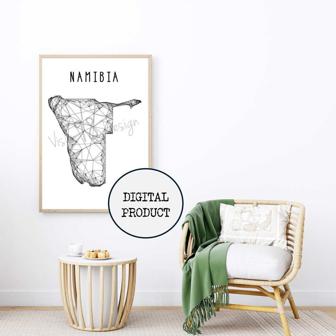 Map Namibia Print, Map, Poster, Africa, Windhoek, Wall, Decoration ...