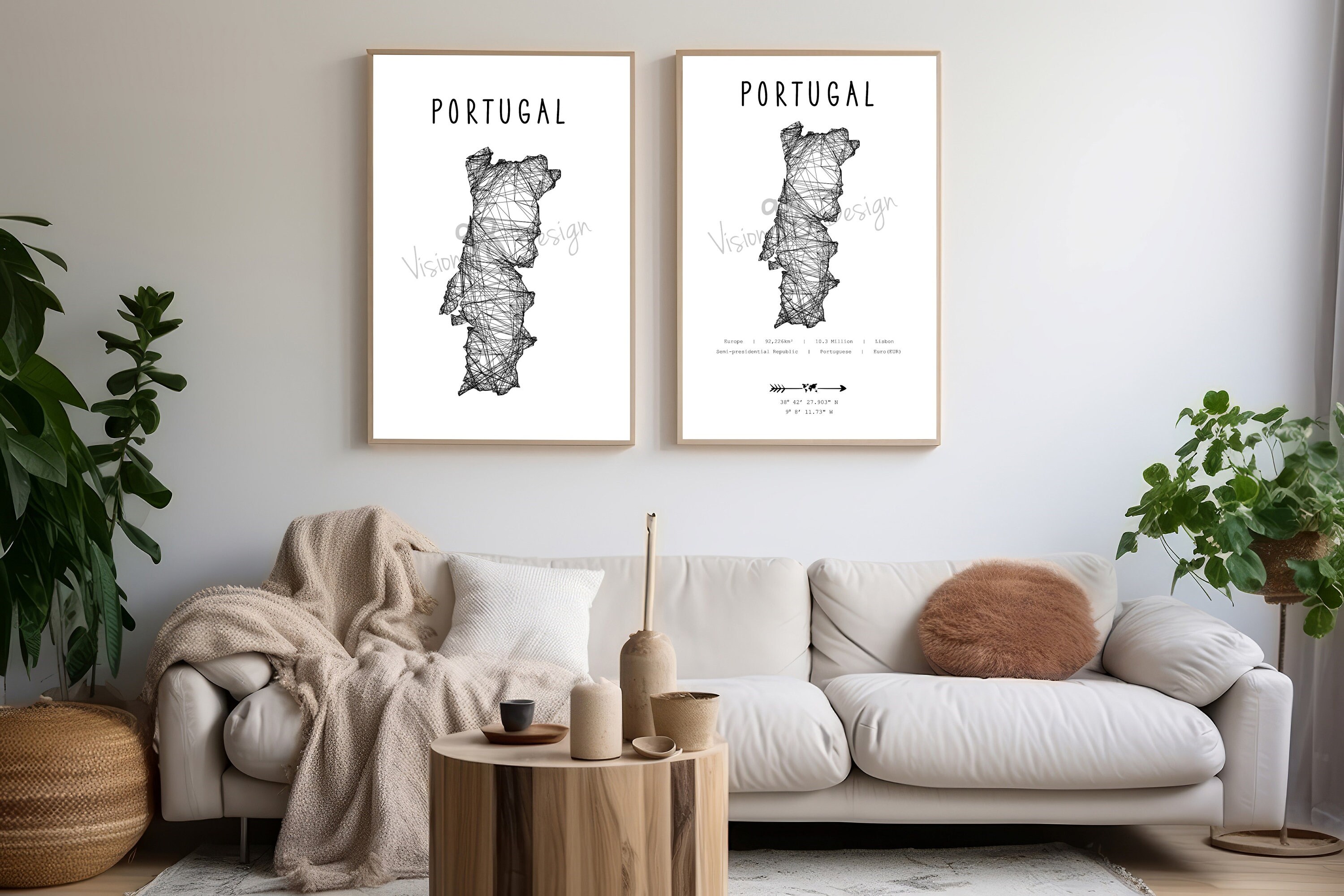 Map Portugal Print, Map, Poster, Europe, Lisbon, Wall, Decoration ...