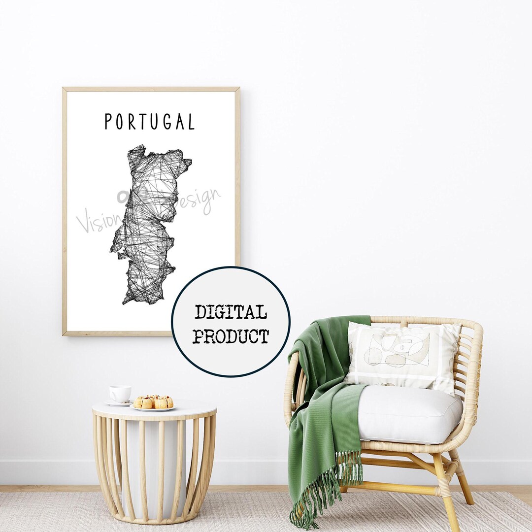 Map Portugal Print, Map, Poster, Europe, Lisbon, Wall, Decoration ...