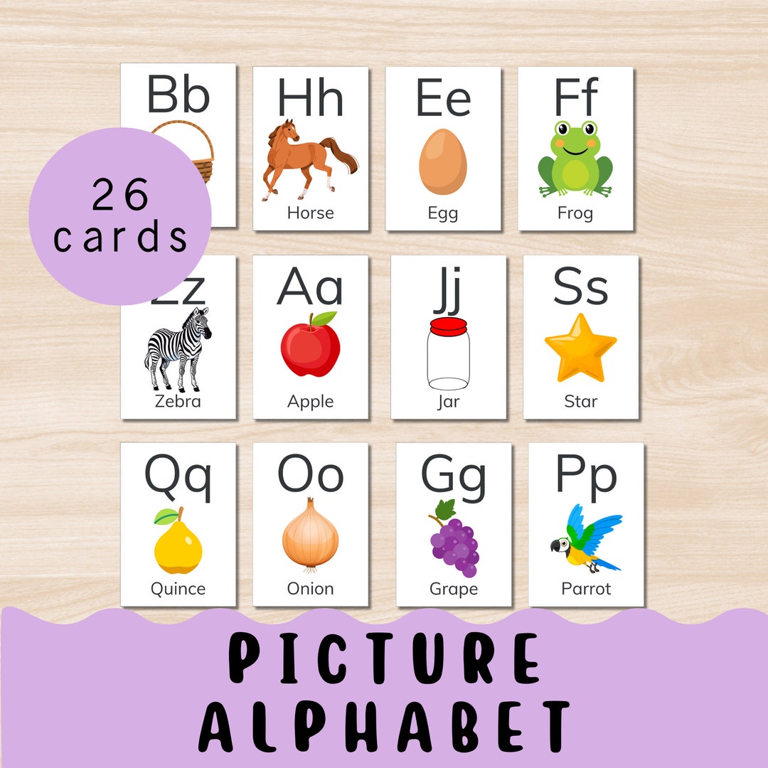 Alphabet Cards, Picture Alphabet, Printable Alphabet Cards,pdf File - Etsy
