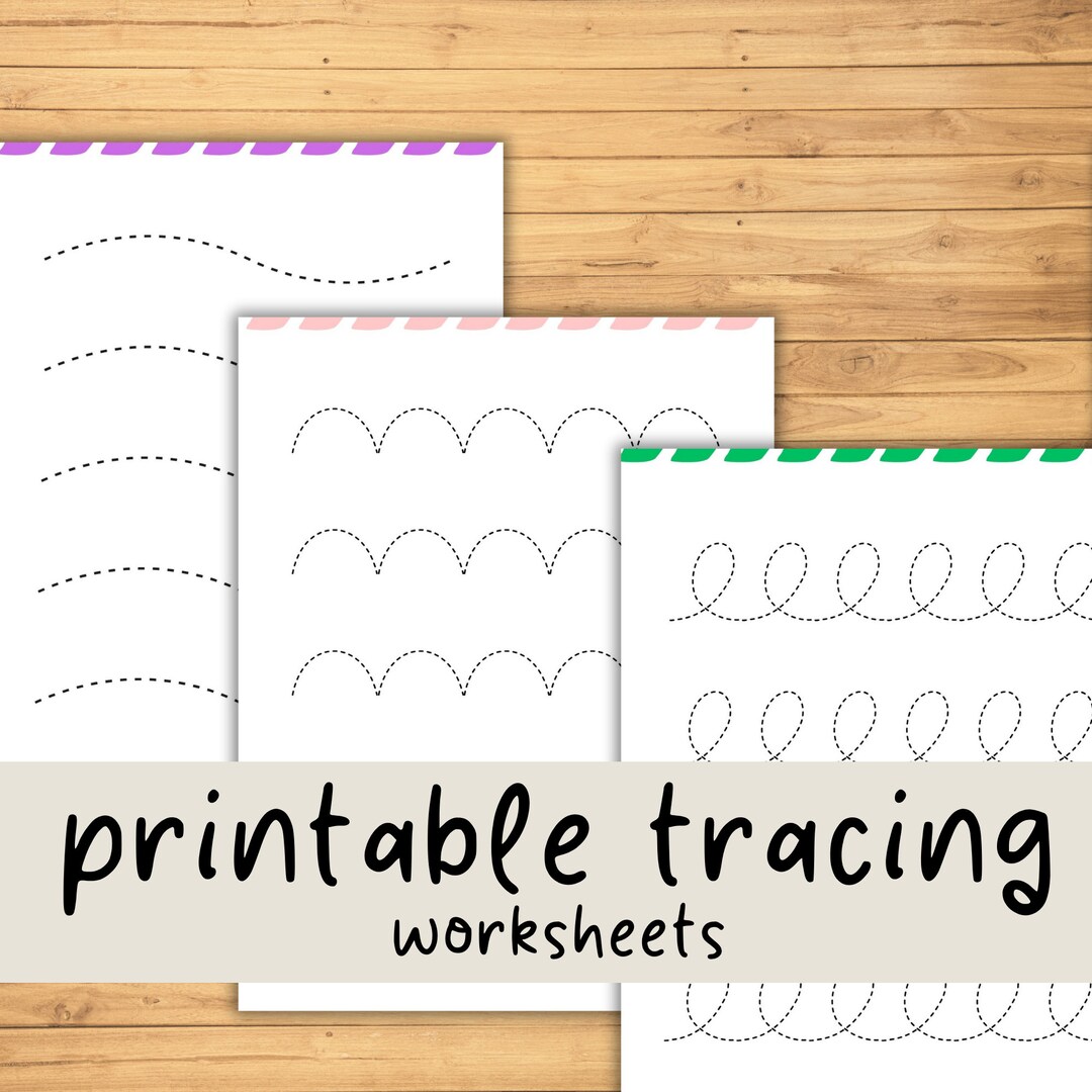 Tracing Worksheets, Trace the Lines, Printable Pages, Digital Download ...
