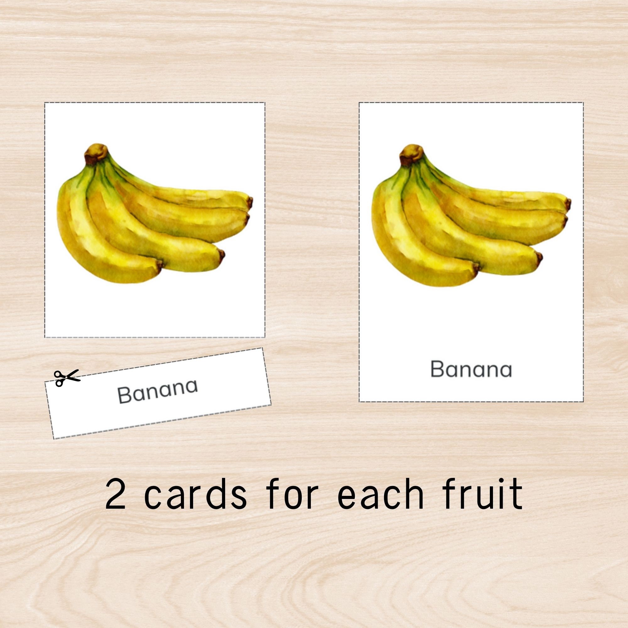 Watercolor Fruits Flash Card, Printable Cards, Montessori Flash Card ...