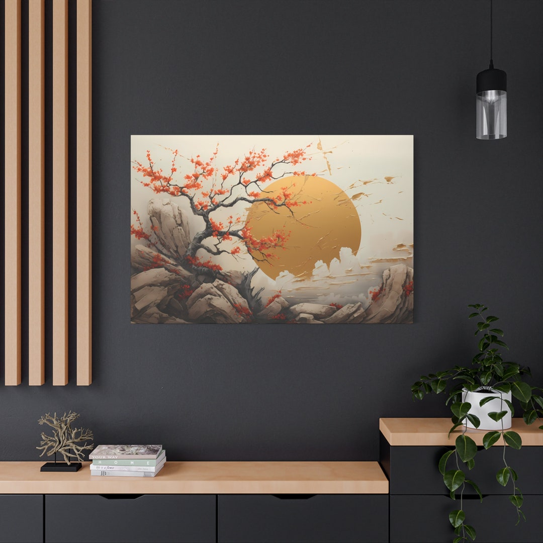 Kintsugi Wall Art Japanese Kintsugi Painting Golden Moon Wave - Etsy