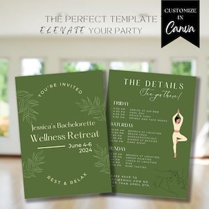 Wellness Retreat Bachelorette Invite, Spa Yoga Relax, Digital Download ...