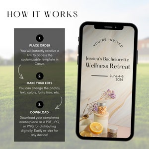 Wellness Retreat Bachelorette Invite, Spa Yoga Relax, Digital Download ...