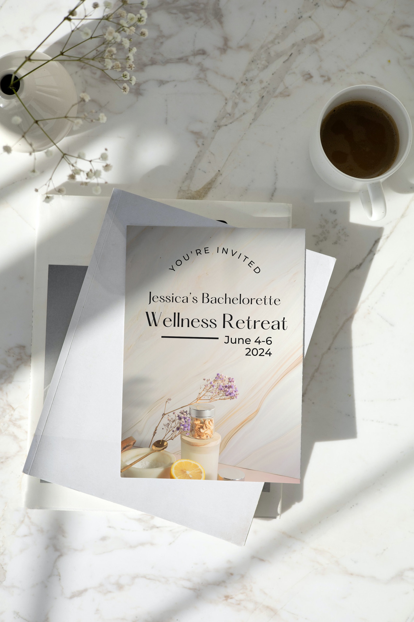 Wellness Retreat Bachelorette Invite, Spa Yoga Relax, Digital Download ...