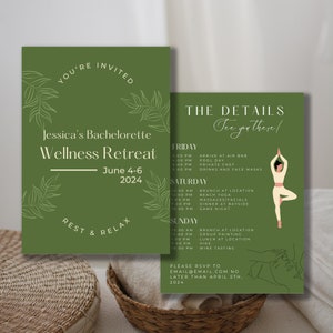 Wellness Retreat Bachelorette Invite, Spa Yoga Relax, Digital Download ...