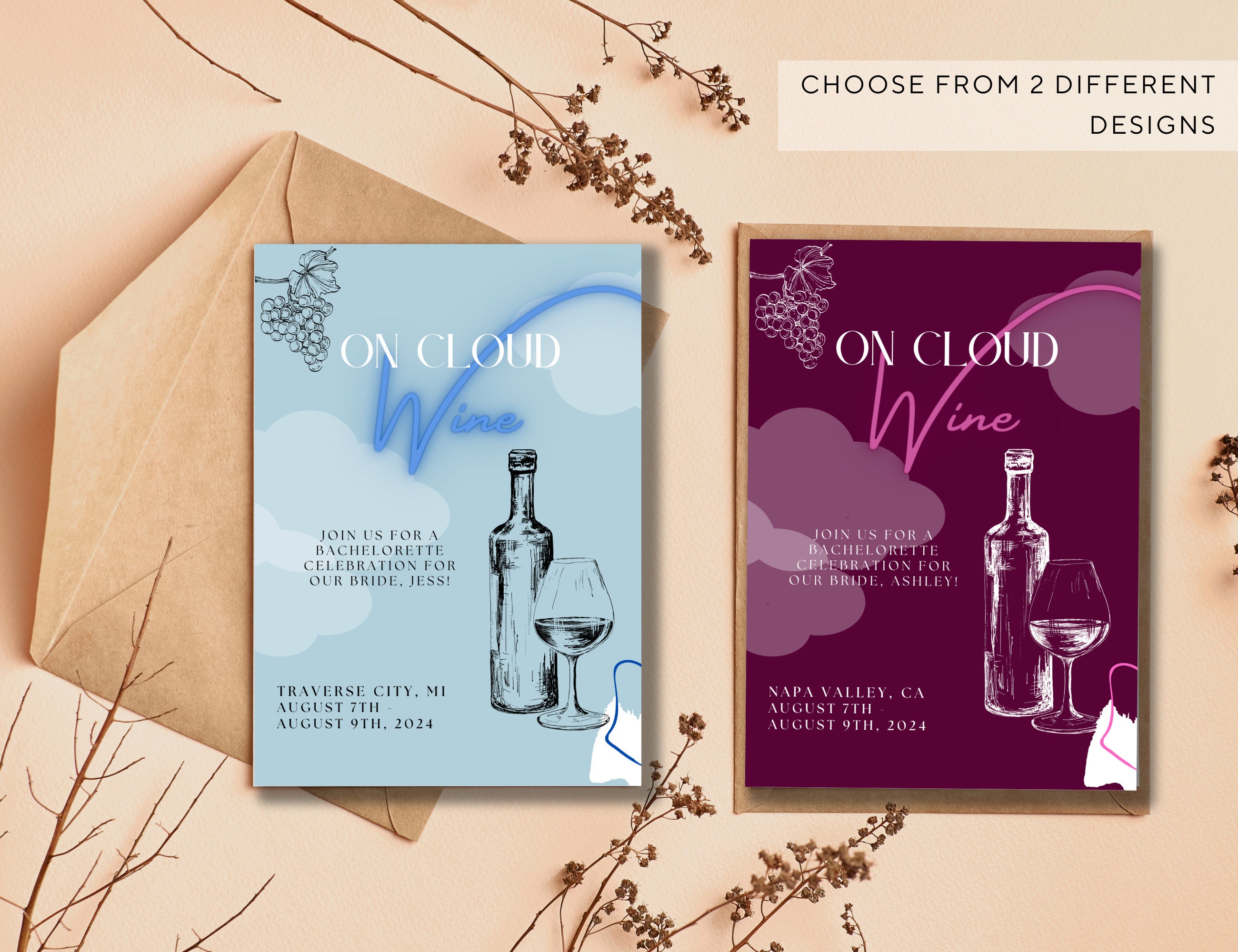 Winery Bachelorette Invite | Digital Download Itinerary Template | on ...