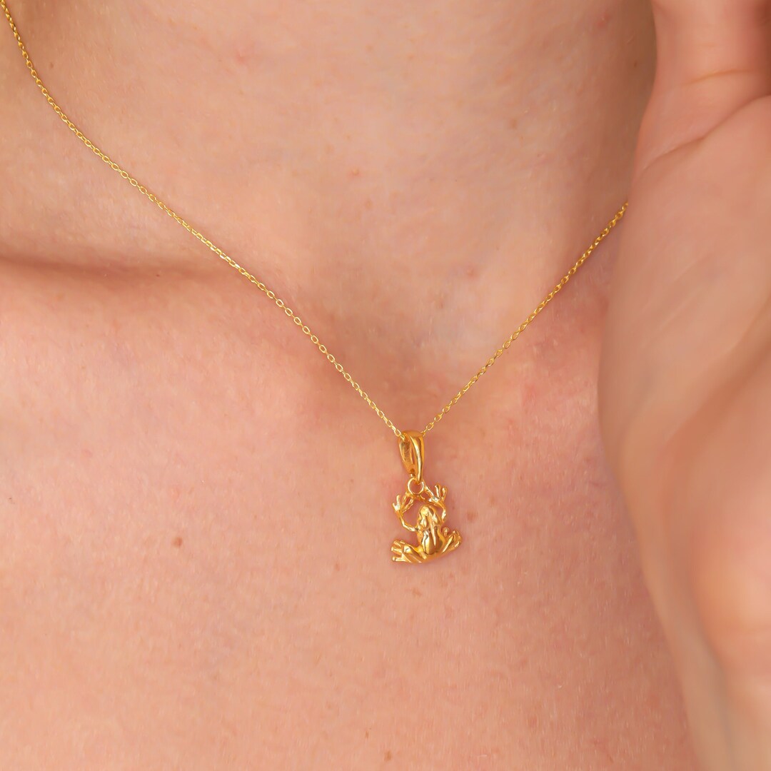 Dainty Frog Necklace, Frog Jewelry Pendant, 18K Gold Filled Toad ...