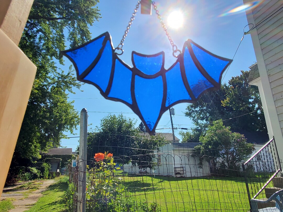 Blue Stained Glass Bat Suncatcher - Etsy