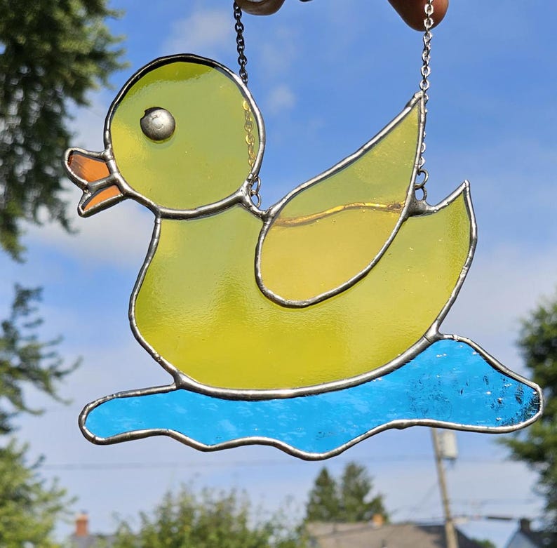 Stained Glass Yellow Rubber Ducky Suncatcher - Etsy