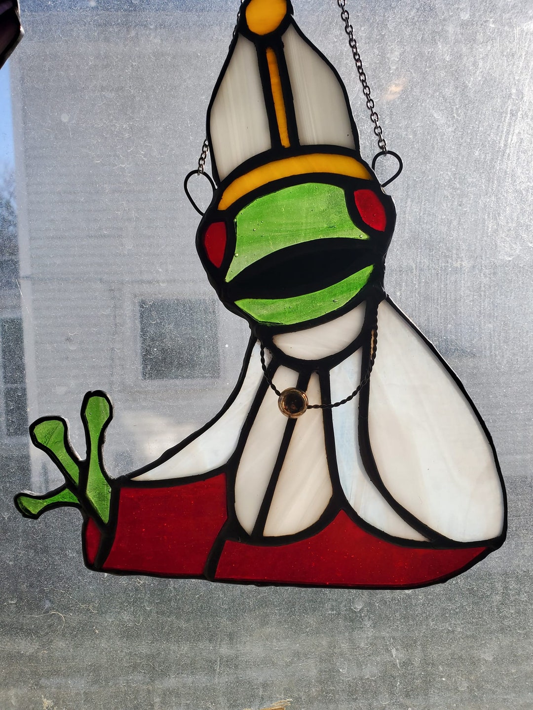 Stained Glass Frog Pope Suncatcher - Etsy