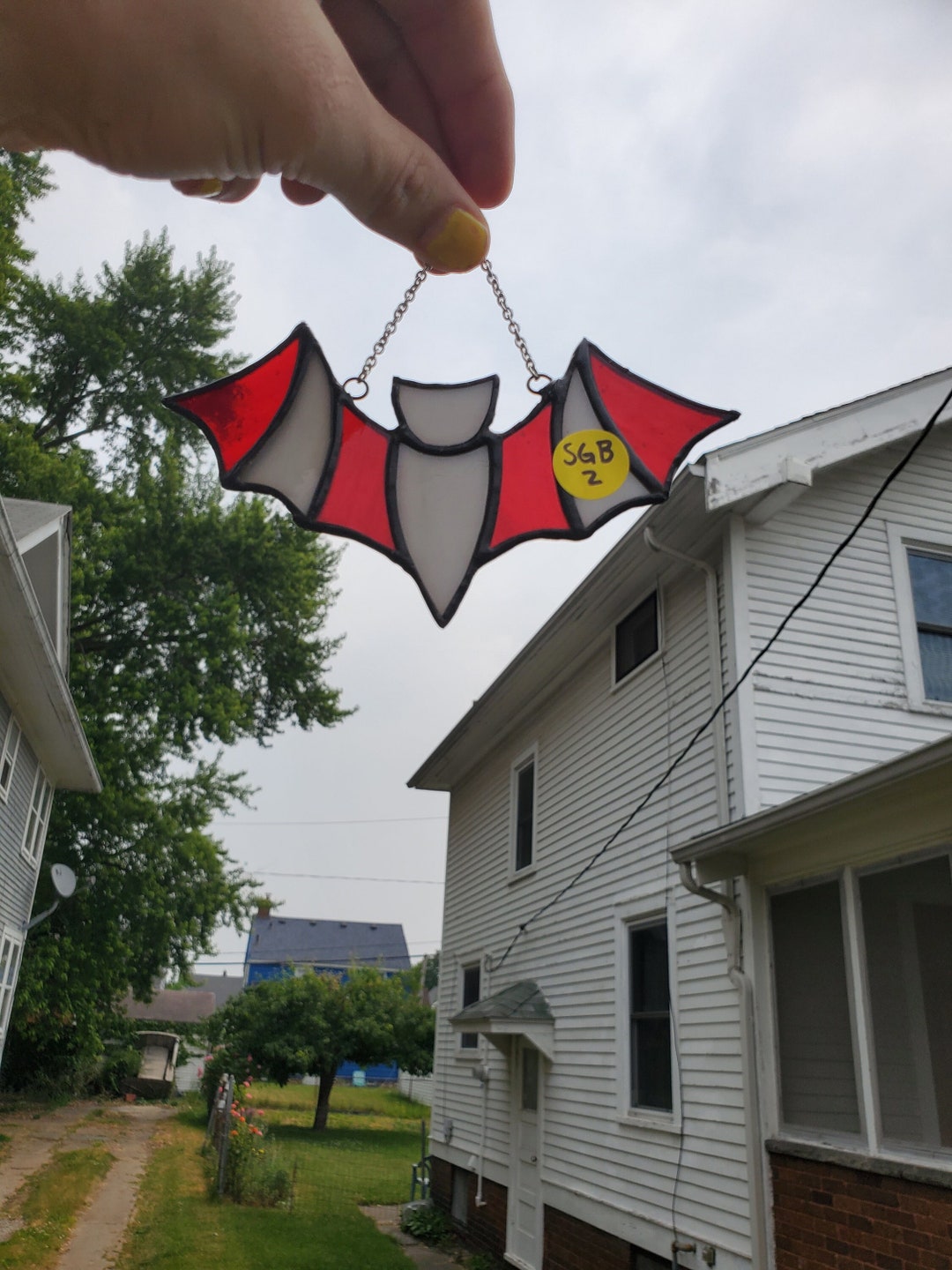 Stained Glass Red and Grey Bat Suncatcher - Etsy