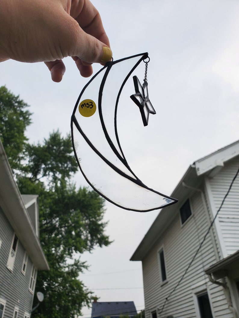 Stained Glass Moon and Star Suncatcher - Etsy