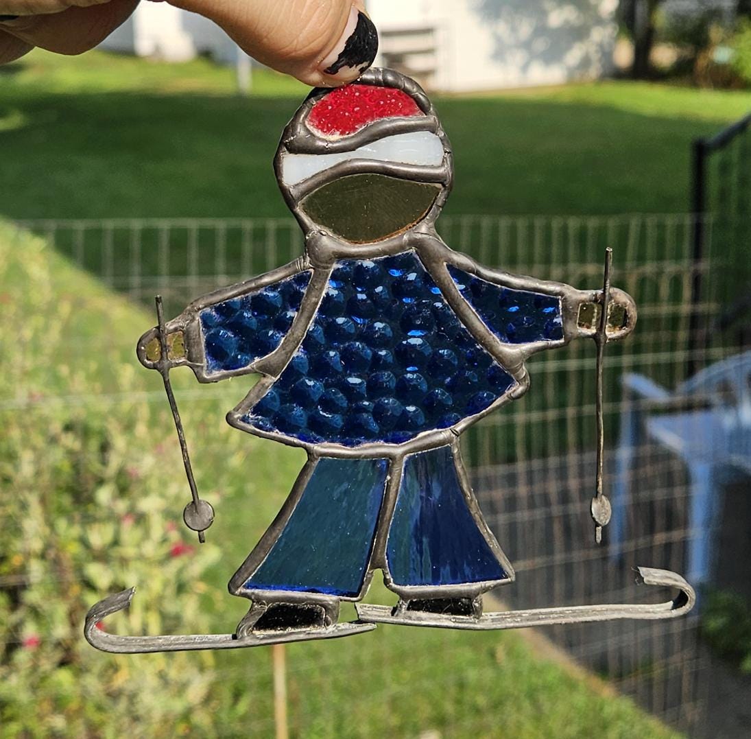 Stained Glass Skier Boy Suncatcher - Etsy