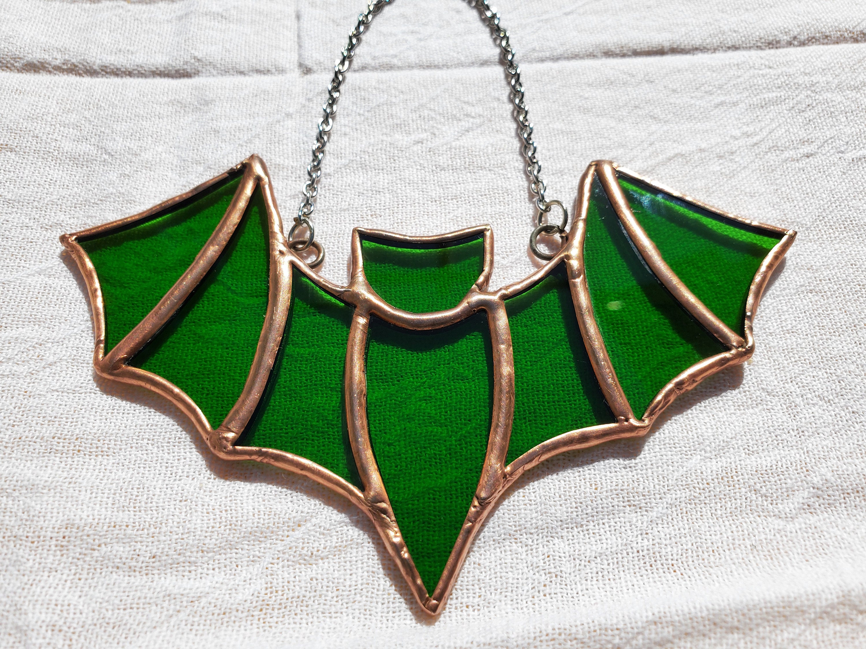 Green Stained Glass Bat Suncatcher - Choose Finish - Etsy