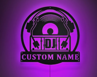 Custom DJ Silhouette Light Decor, Birthday Gift, Personalized Wall ...