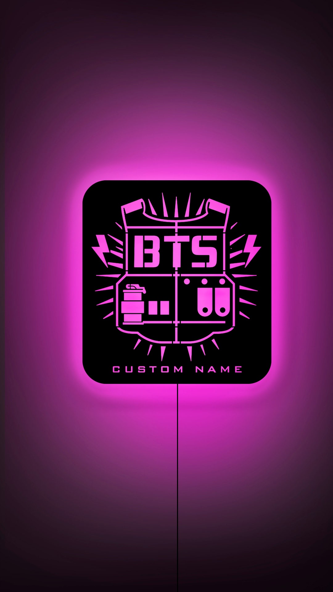 BTS Logo Wooden RGB Light Sign, Birthday Gift, Custom Bts, Bts Night ...