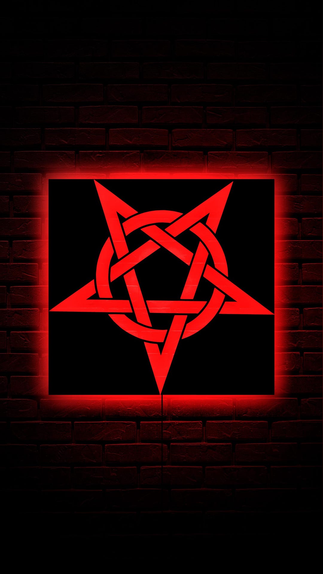 Pentagram Symbol Wooden Led Sign, Custom Pentagram Light Sign ...