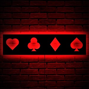Playing Cards Wood Wall Art With Rgb Led Light, Playing Cards Home ...