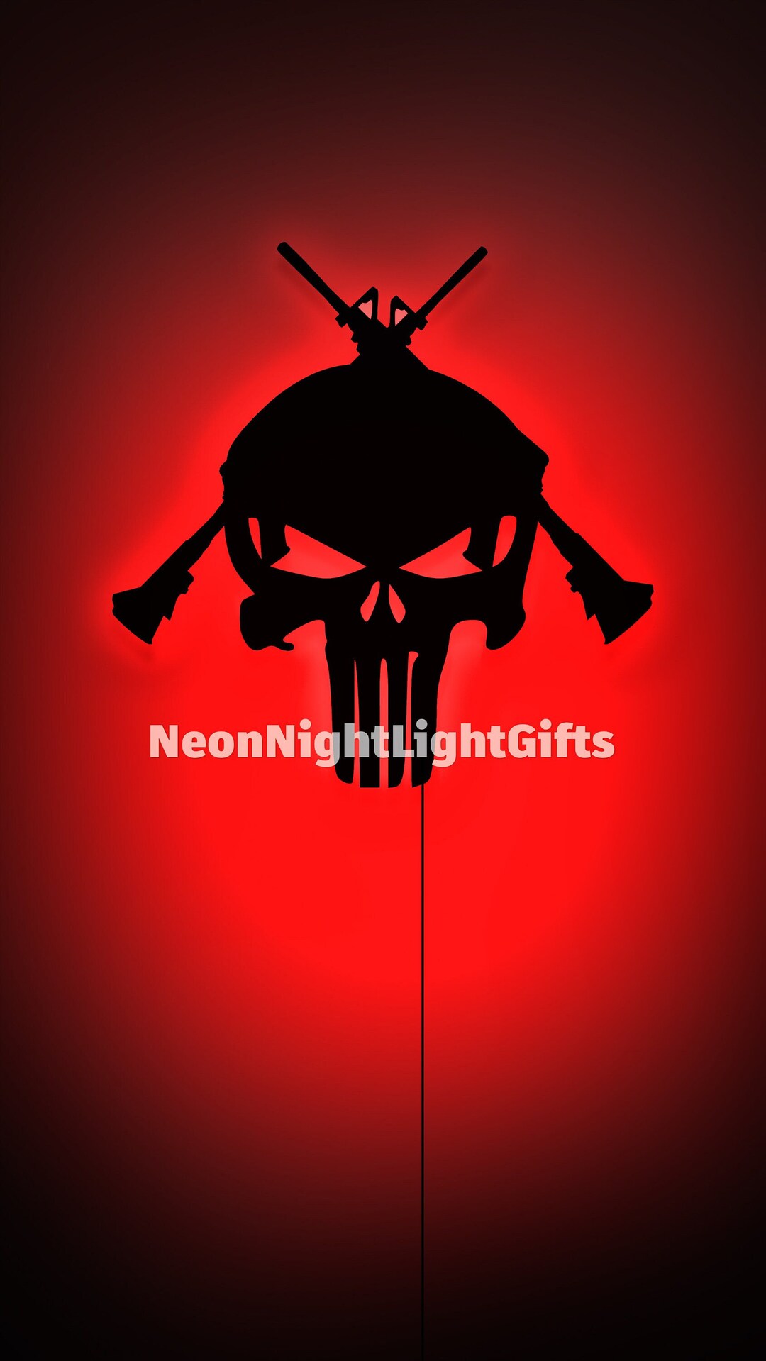 Punisher Skull Lighted up RGB Light Wooden Sign, Custom Punisher Neon ...