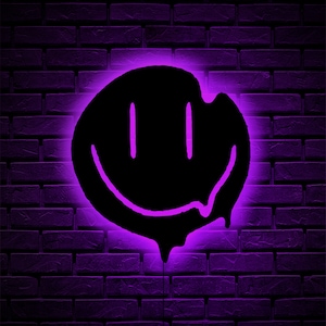 Smiley Face Led Light Sign, Led Neon Light Sign, Birthday Gift, Game ...