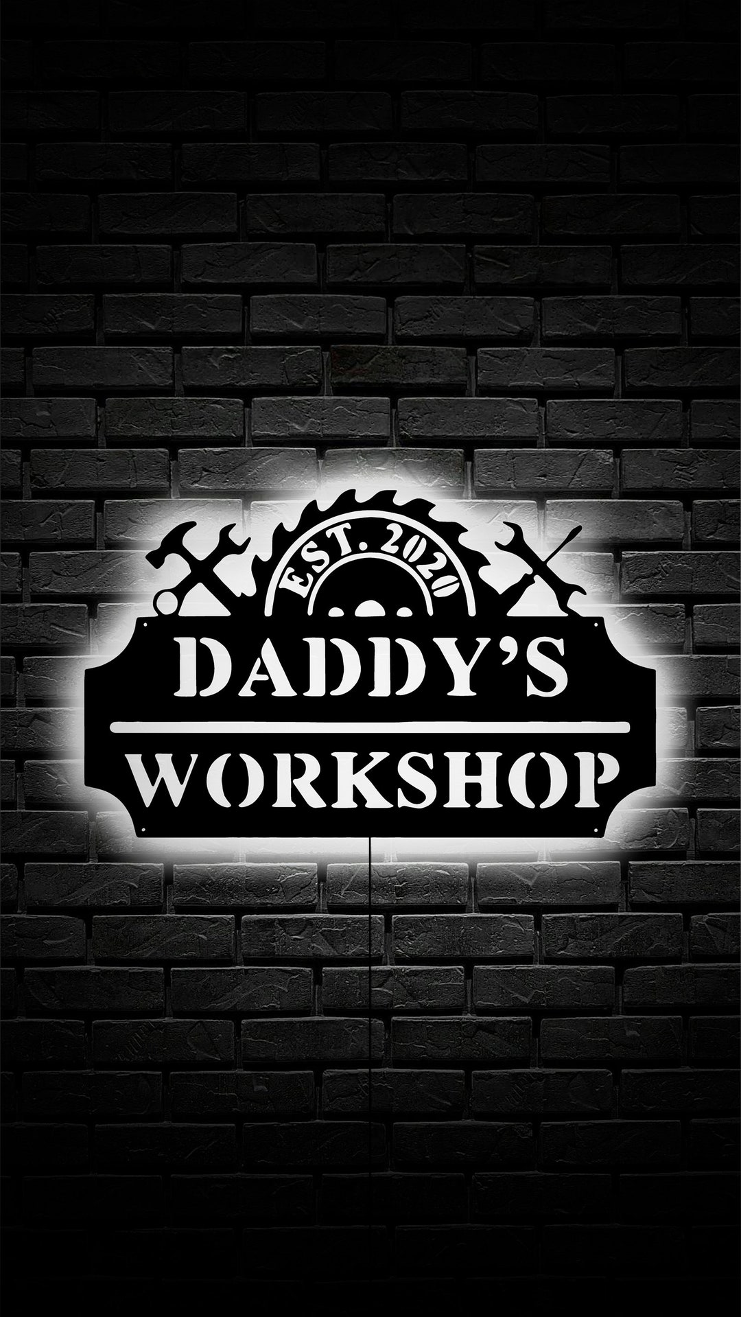 Daddys Work Shop Led Sign, Custom Workshop Lighted Wall Sign, Birthday ...