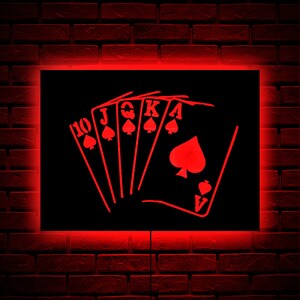 Playing Cards Light Sign, Custom Card Games Light Sign, Birthday Gift ...
