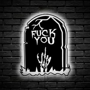 Custom Headstone Wood Wall Art With Rgb Led Light, RIP Room Decor, RIP ...