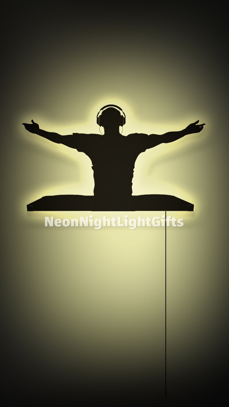 DJ Silhouette Led Sign, DJ Silhouette Led Light Decor, DJ Gifts, Music ...