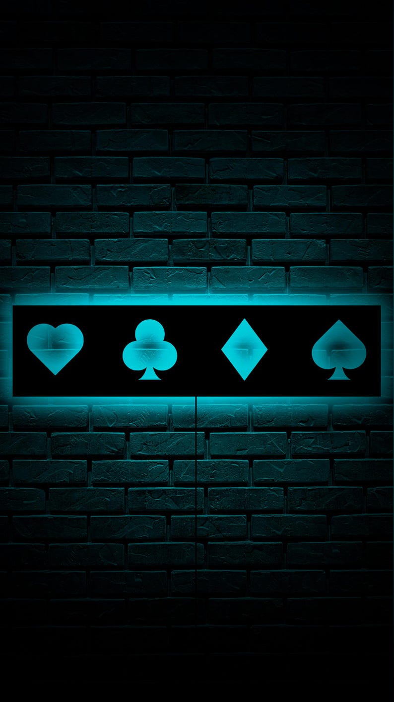 Playing Cards Wood Wall Art With Rgb Led Light, Playing Cards Room ...