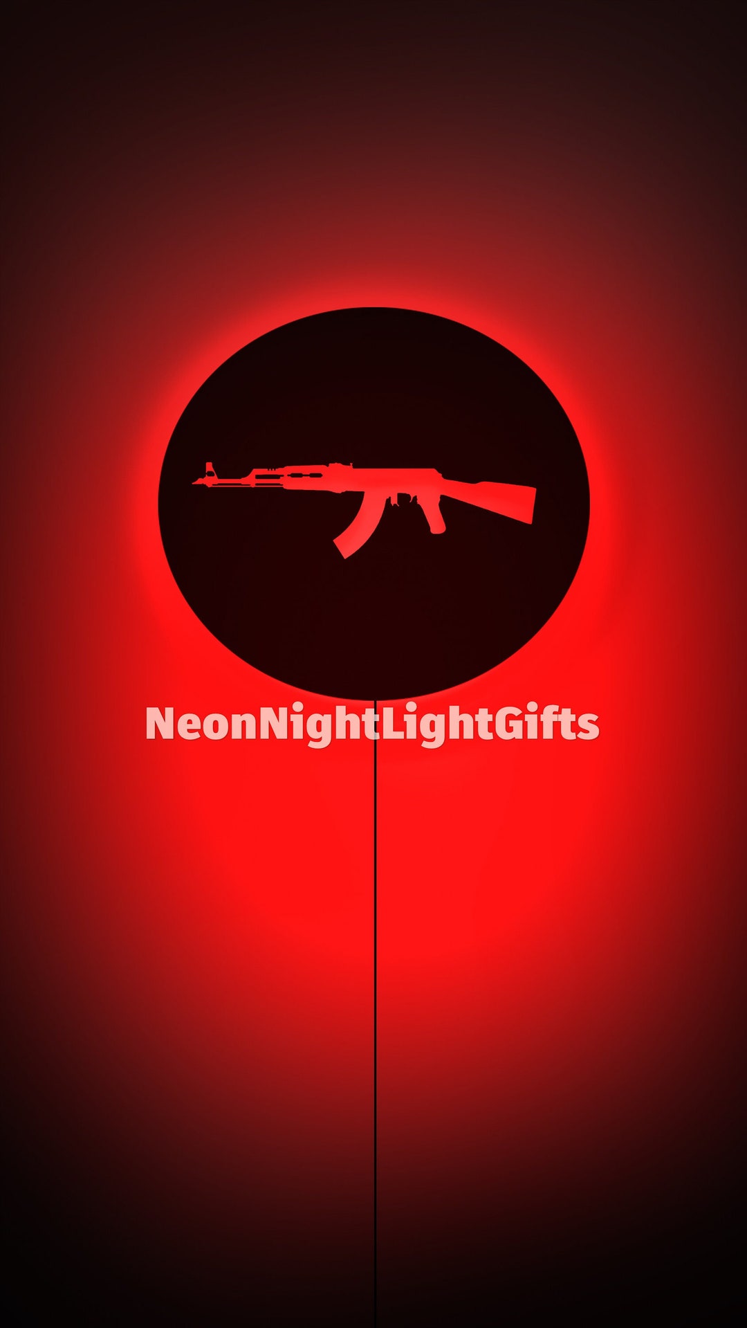 Rifle Wood Wall Art With Rgb Led Light, Rifle Home Decor, Rifle Neon ...