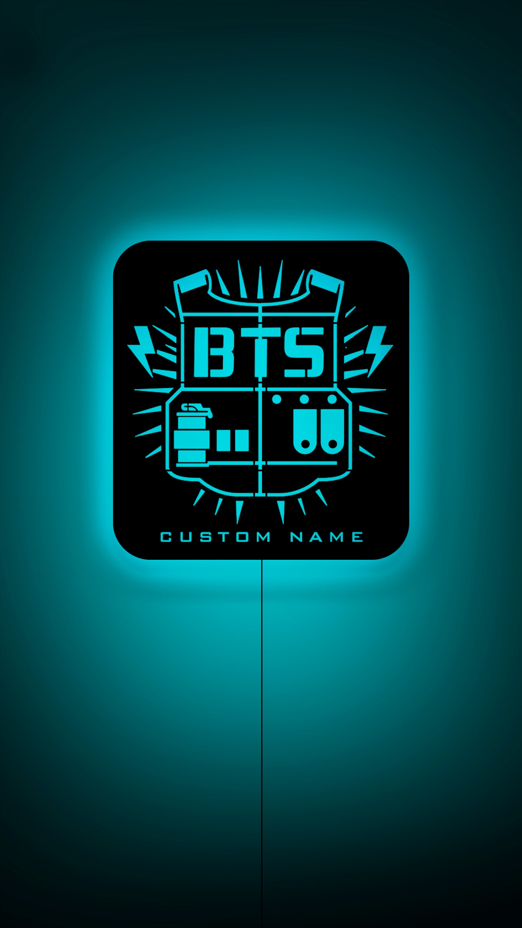 BTS Logo Wooden RGB Light Sign, Birthday Gift, Custom Bts, Bts Night ...