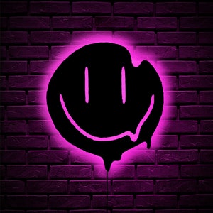 Smiley Face Led Light Sign, Led Neon Light Sign, Birthday Gift, Game ...