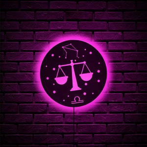 Libra Led Sign, RGB Wall Led Hanging Decor, Game Room Decor, Horoscope ...