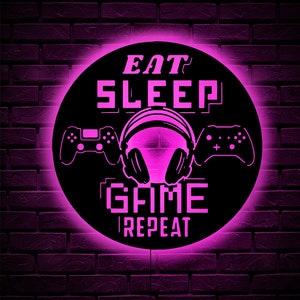 Eat Sleep Game Repeat Led Sign, Gamer Light Sign, Birthday Gift, Gamer ...