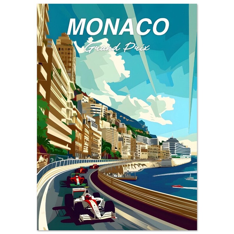 Formula 1 Poster Monaco Grand Prix Print Minimalist Vector Vintage ...