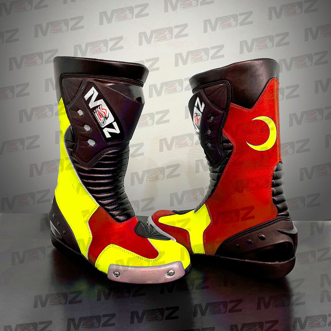 Customized Sun & Moon Motorcycle Boots Motorbike Shoes Leather CE ...